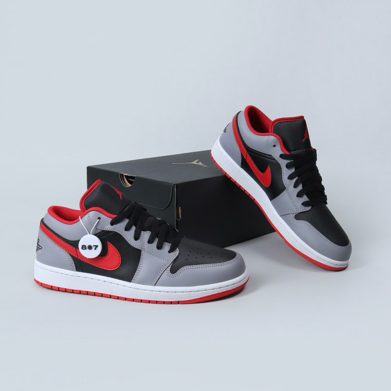 Air Jordan 1 Low Black Light Smoke Grey Gym Red - 807GARAGE